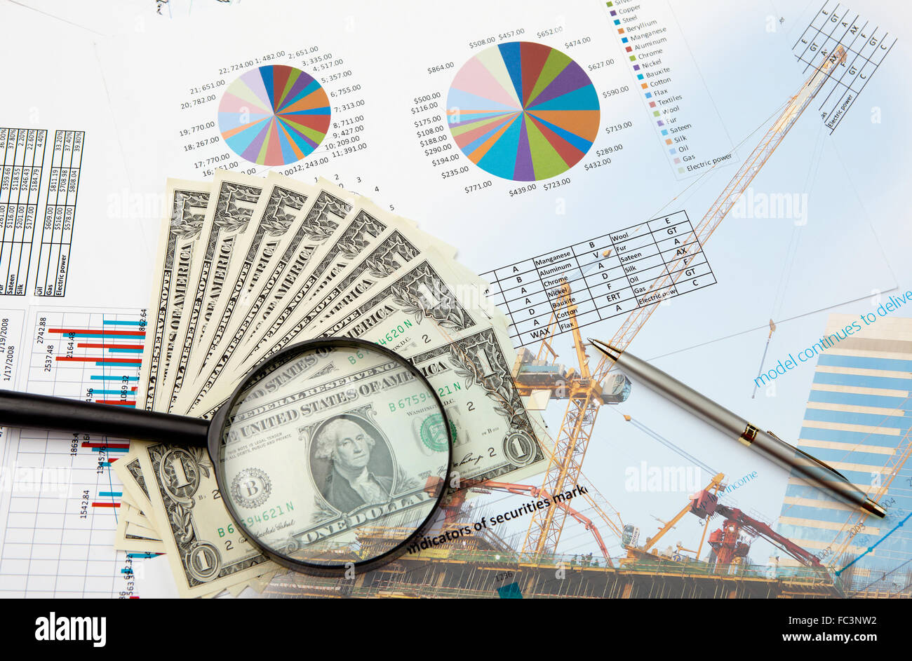 Collage of financial and business charts and graphs Stock Photo - Alamy