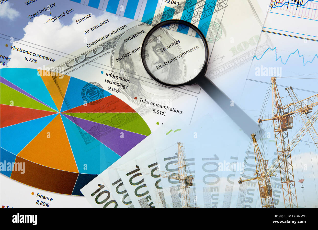 Collage of financial and business charts and graphs Stock Photo - Alamy