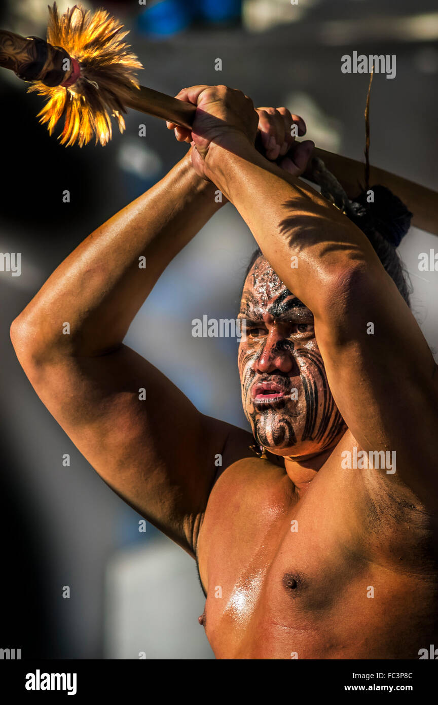 Haka maori ancestral war cry hi-res stock photography and images - Alamy