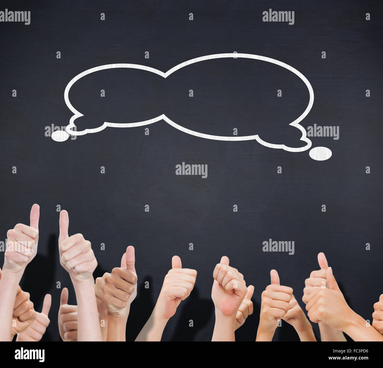 Composite image of group of hands giving thumbs up Stock Photo - Alamy