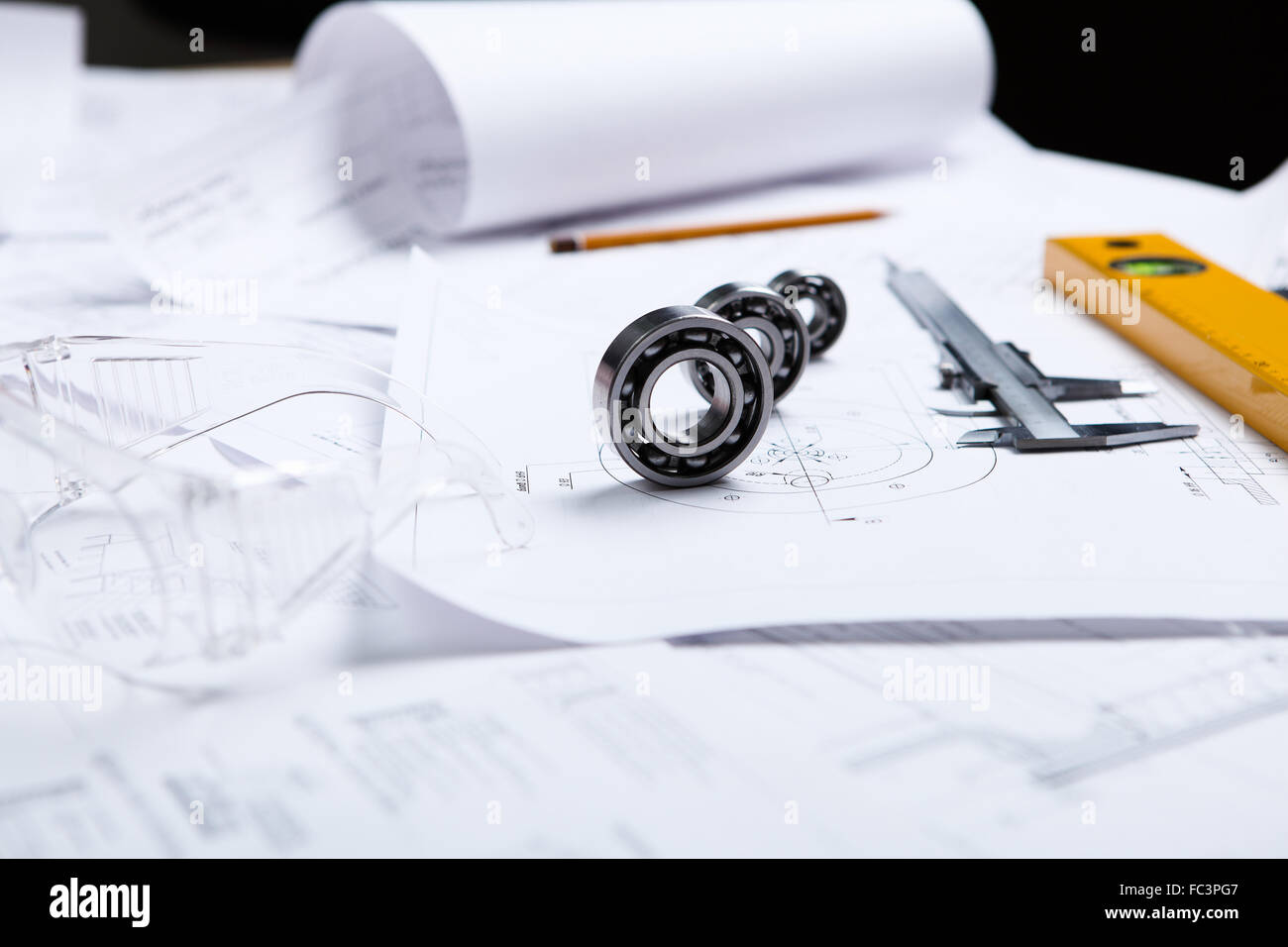 construction drafts and tools on the table Stock Photo - Alamy