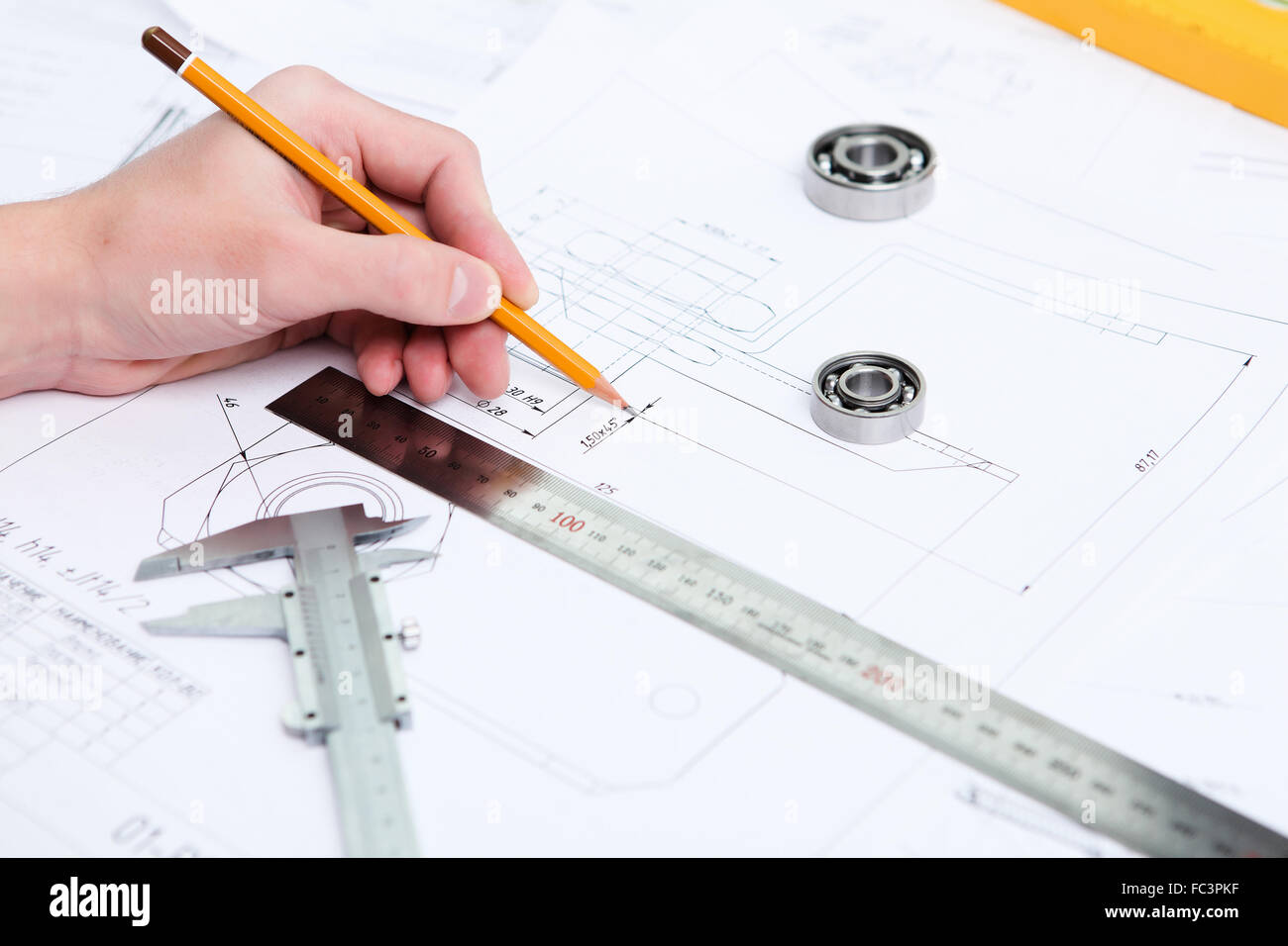 construction drafts and tools on the table Stock Photo - Alamy