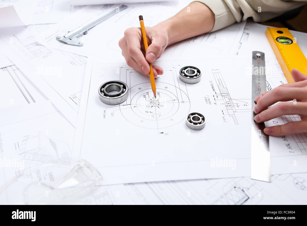 construction drafts and tools on the table Stock Photo - Alamy