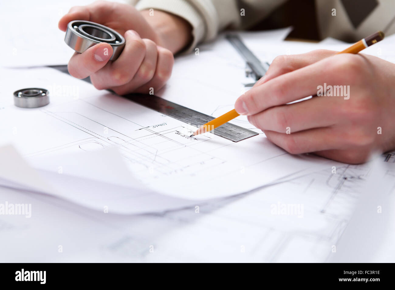 construction drafts and tools on the table Stock Photo - Alamy
