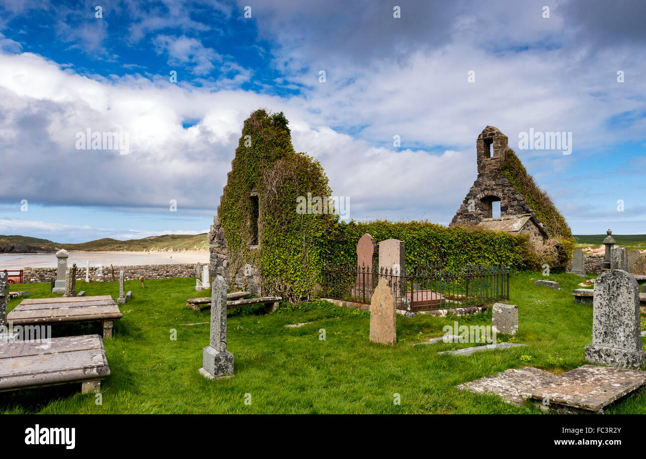 The remains of the church at Balnakeil Bay near Durness in the far ...
