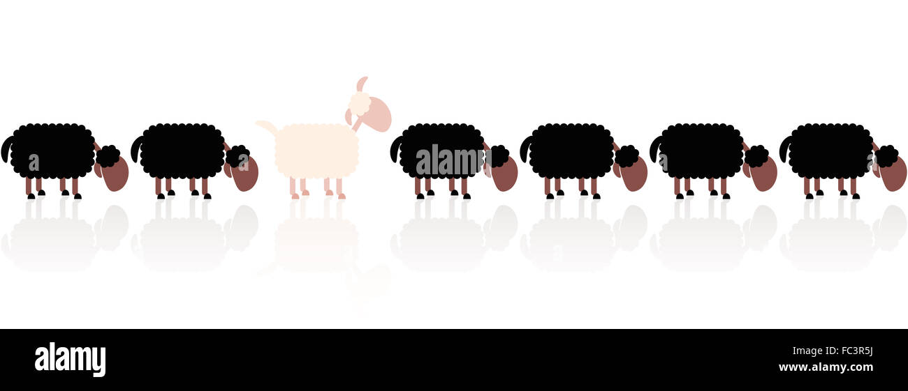 Black sheep metaphor looking at it the other way around. Cartoon ...