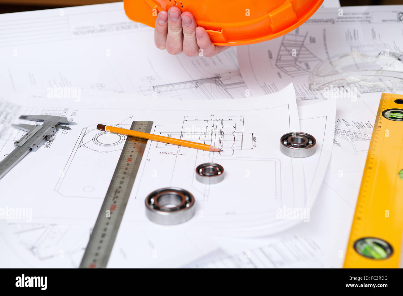 construction drafts and tools on the table Stock Photo - Alamy