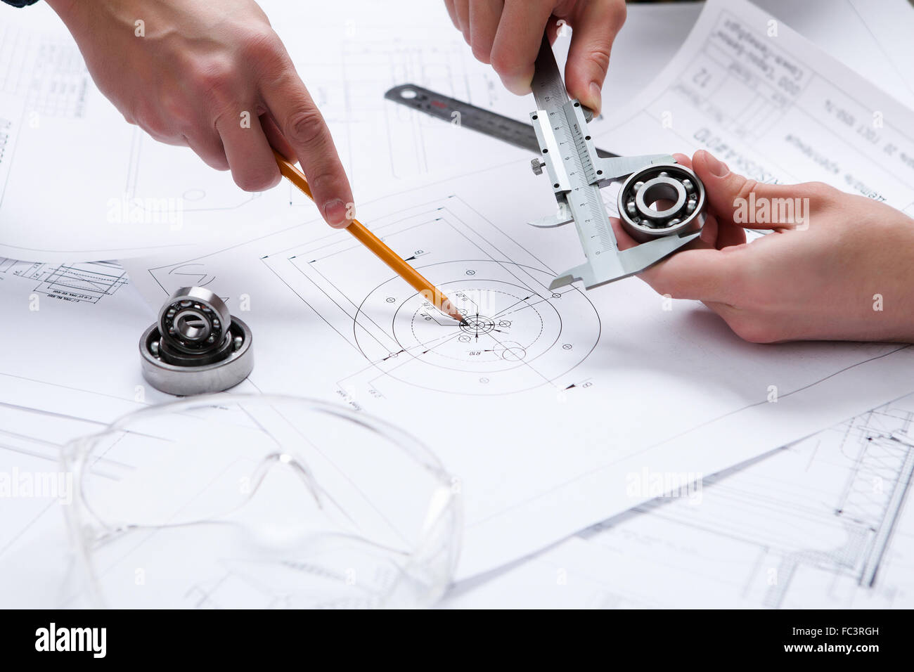 construction drafts and tools on the table Stock Photo - Alamy