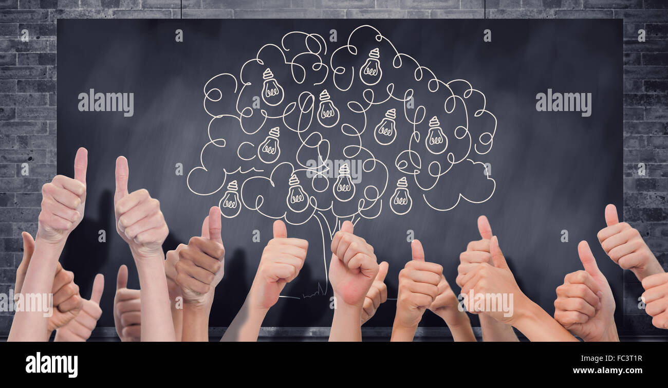 Composite image of group of hands giving thumbs up Stock Photo - Alamy