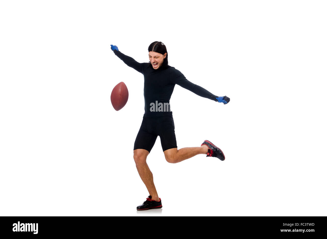 Man playing american football isolated on white Stock Photo - Alamy