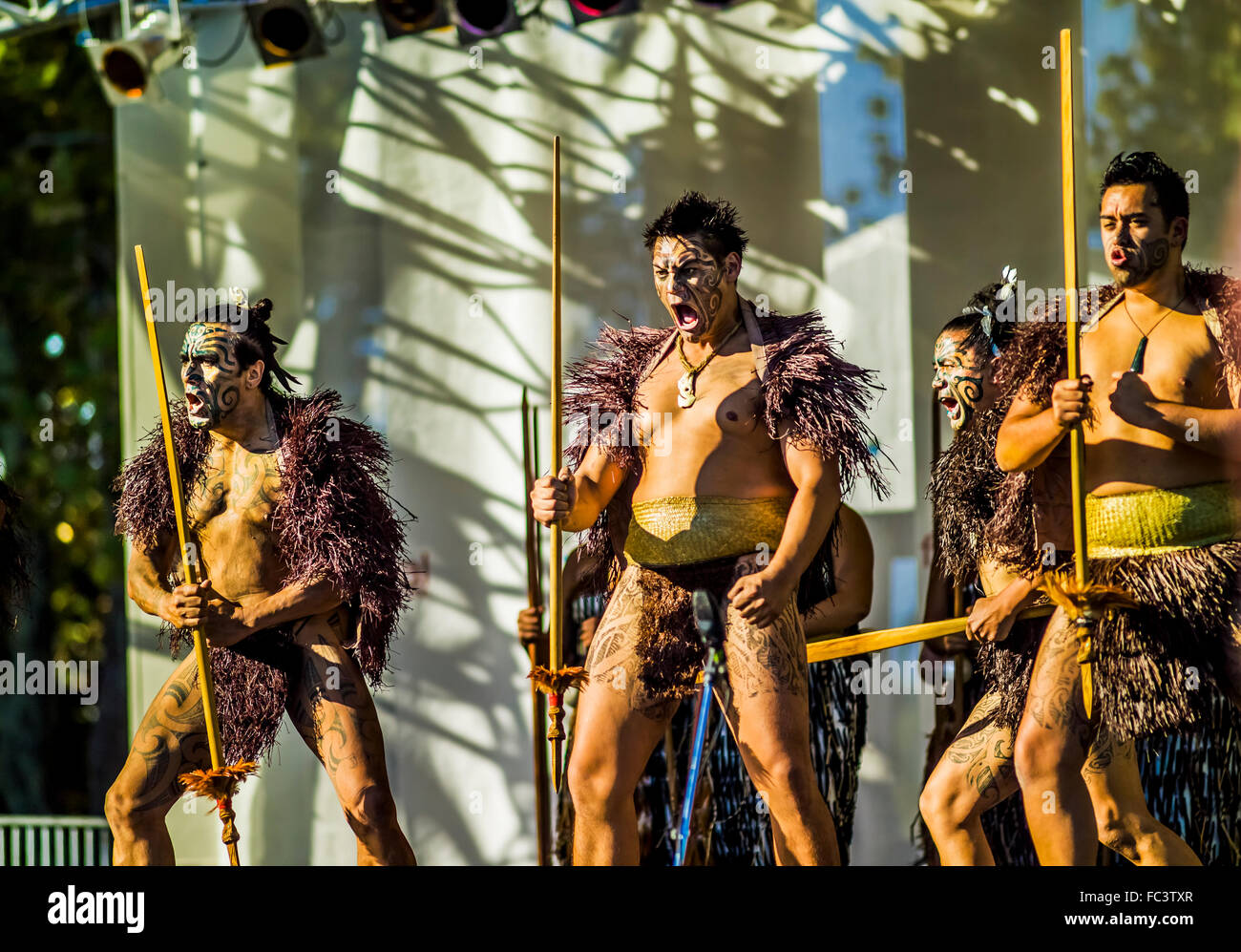 Maori performers doing the haka (war dance) at Melbourne Festival ...