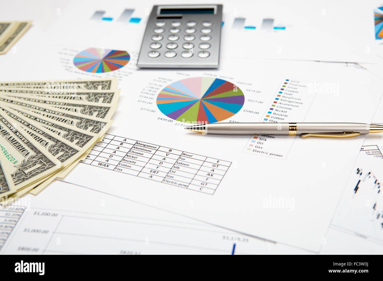 financial charts and graphs on the table Stock Photo - Alamy
