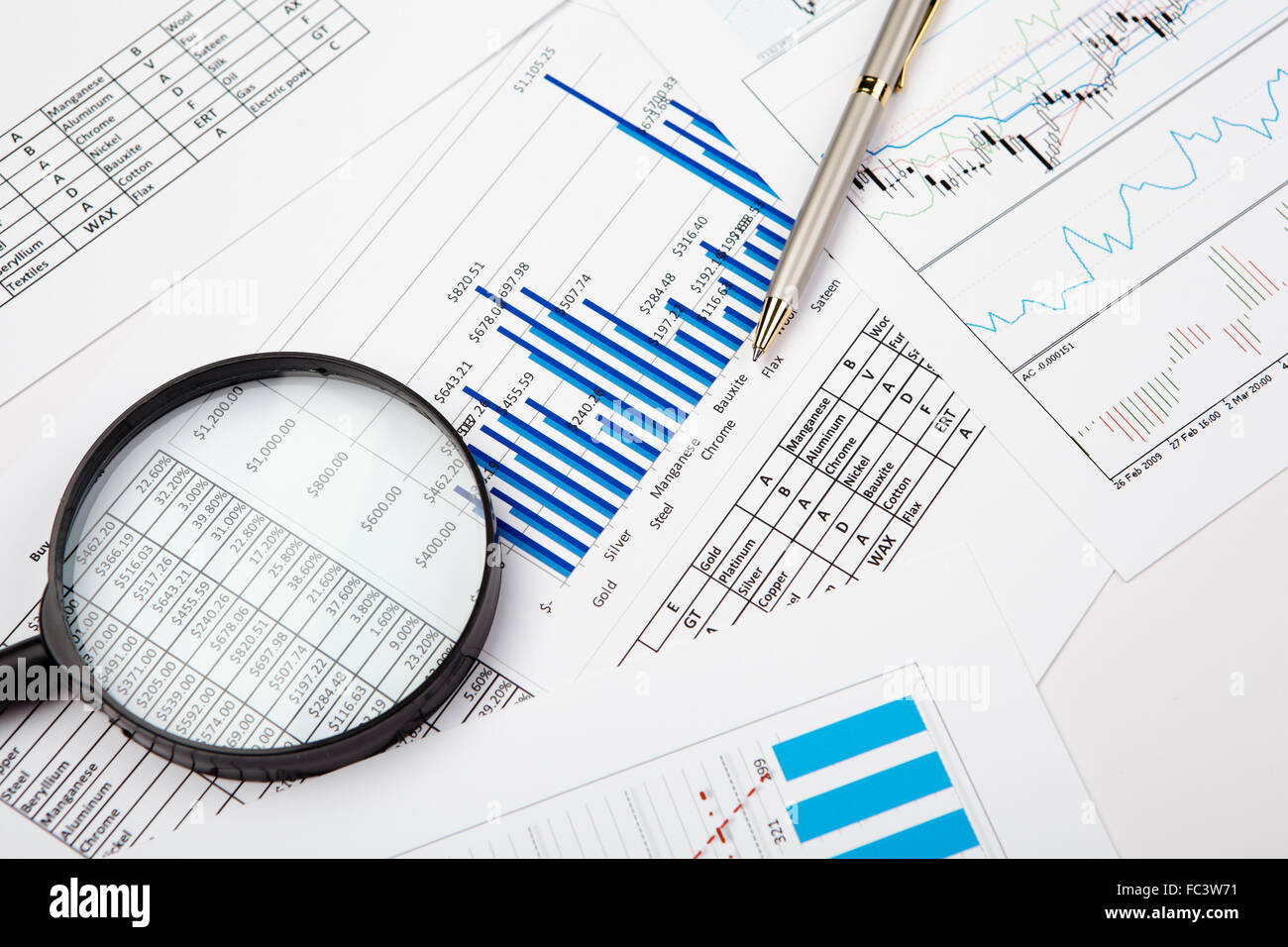 financial charts and graphs on the table Stock Photo - Alamy