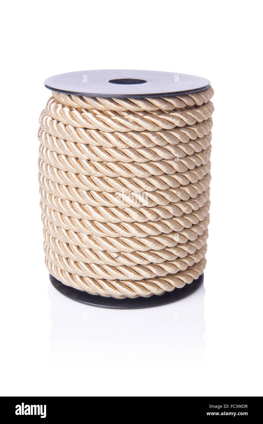 Reel of rope isolated on the white Stock Photo - Alamy