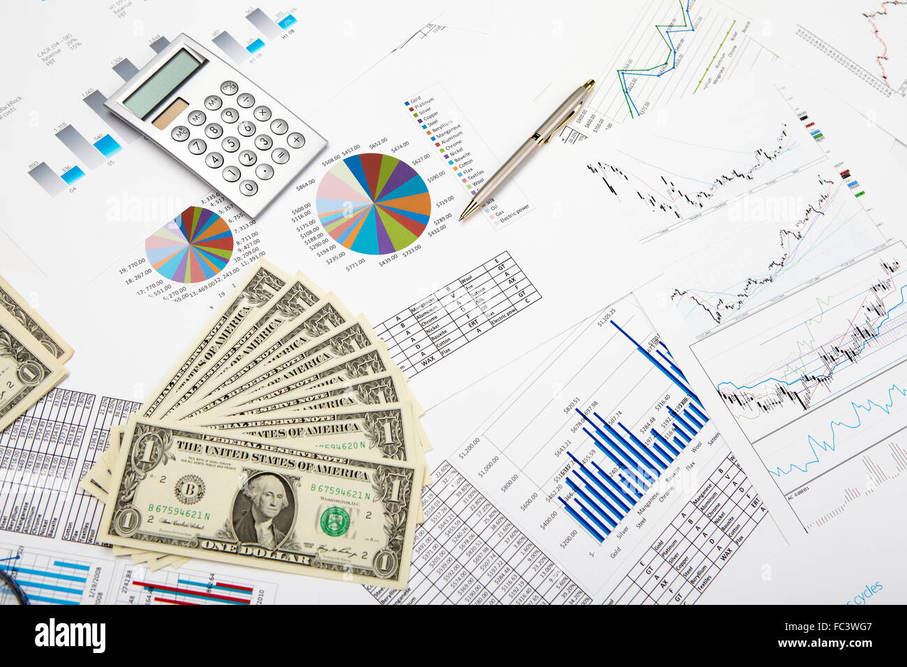 financial charts and graphs on the table Stock Photo - Alamy