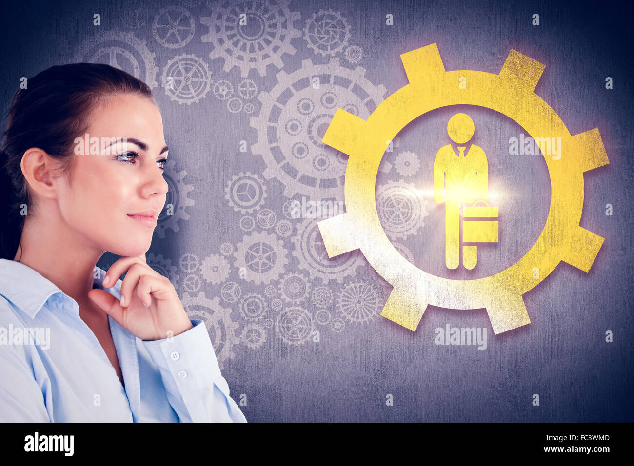 Businessman businesswoman cog wheel hi-res stock photography and images ...