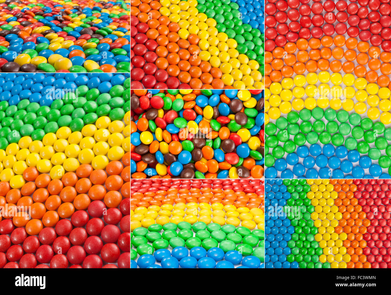 Background of Colorful Chocolate Candy collage Stock Photo - Alamy