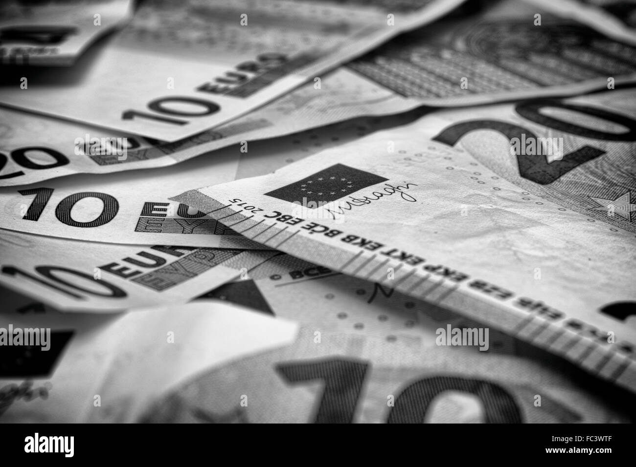 Close up euro banknotes money Black and White Stock Photos & Images - Alamy