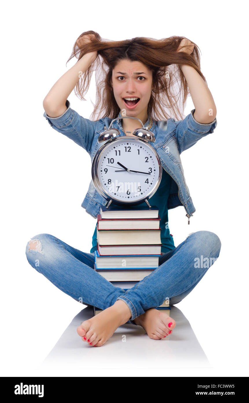 Student girl trying to meet her studying deadlines Stock Photo - Alamy