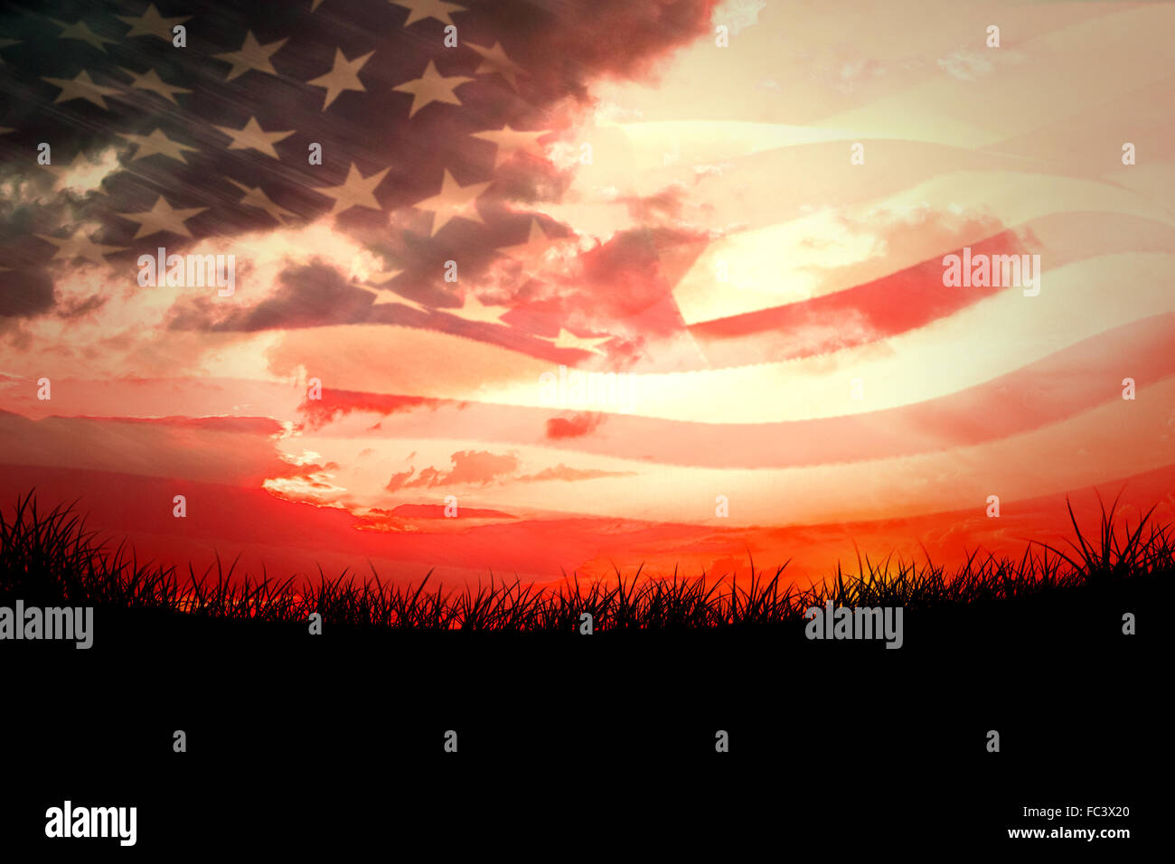 Composite image of digitally generated american flag rippling Stock ...