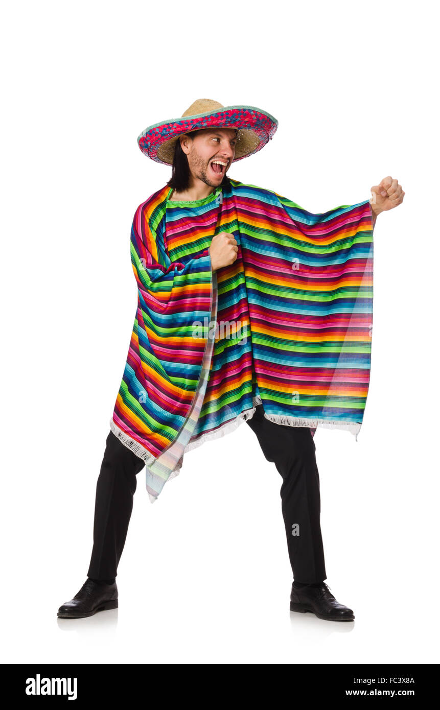 Handsome man in vivid poncho isolated on white Stock Photo - Alamy