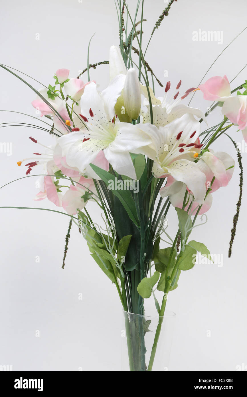 A Bouquet Of Fabric Flowers Fake Lillies Stock Photo - Alamy