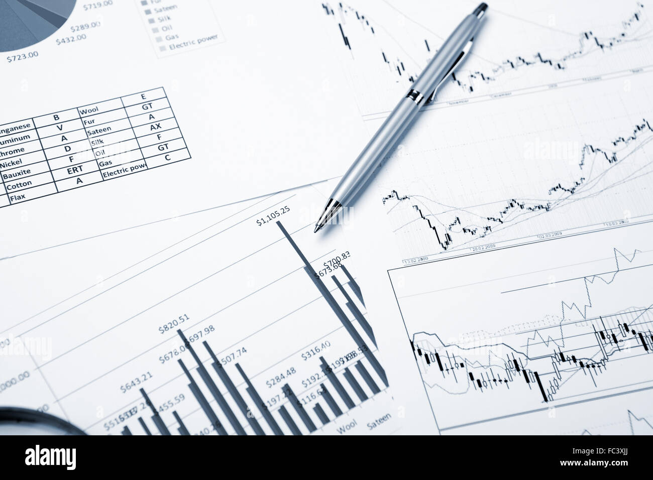 financial charts and graphs on the table Stock Photo - Alamy