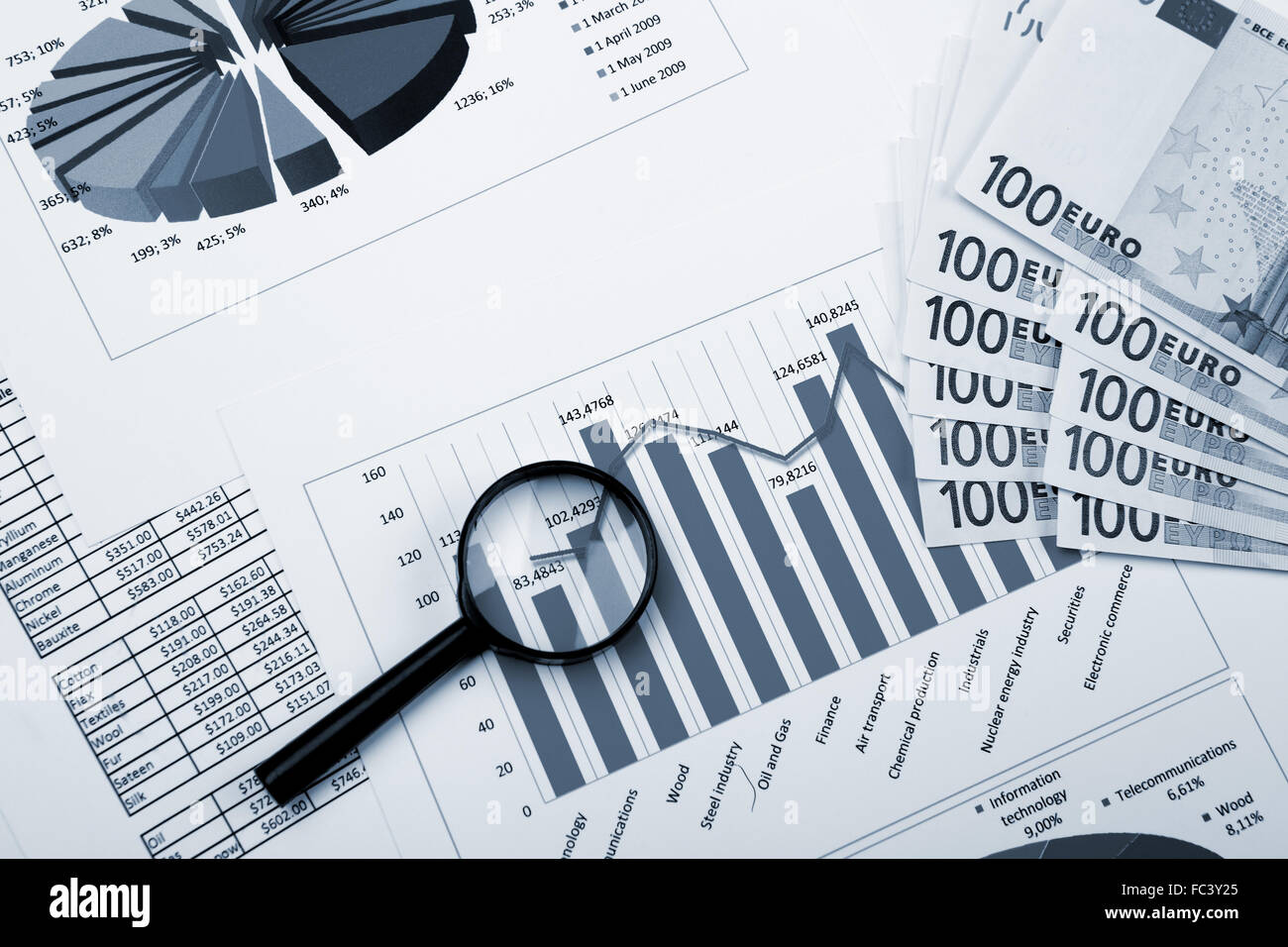 financial charts and graphs on the table Stock Photo - Alamy