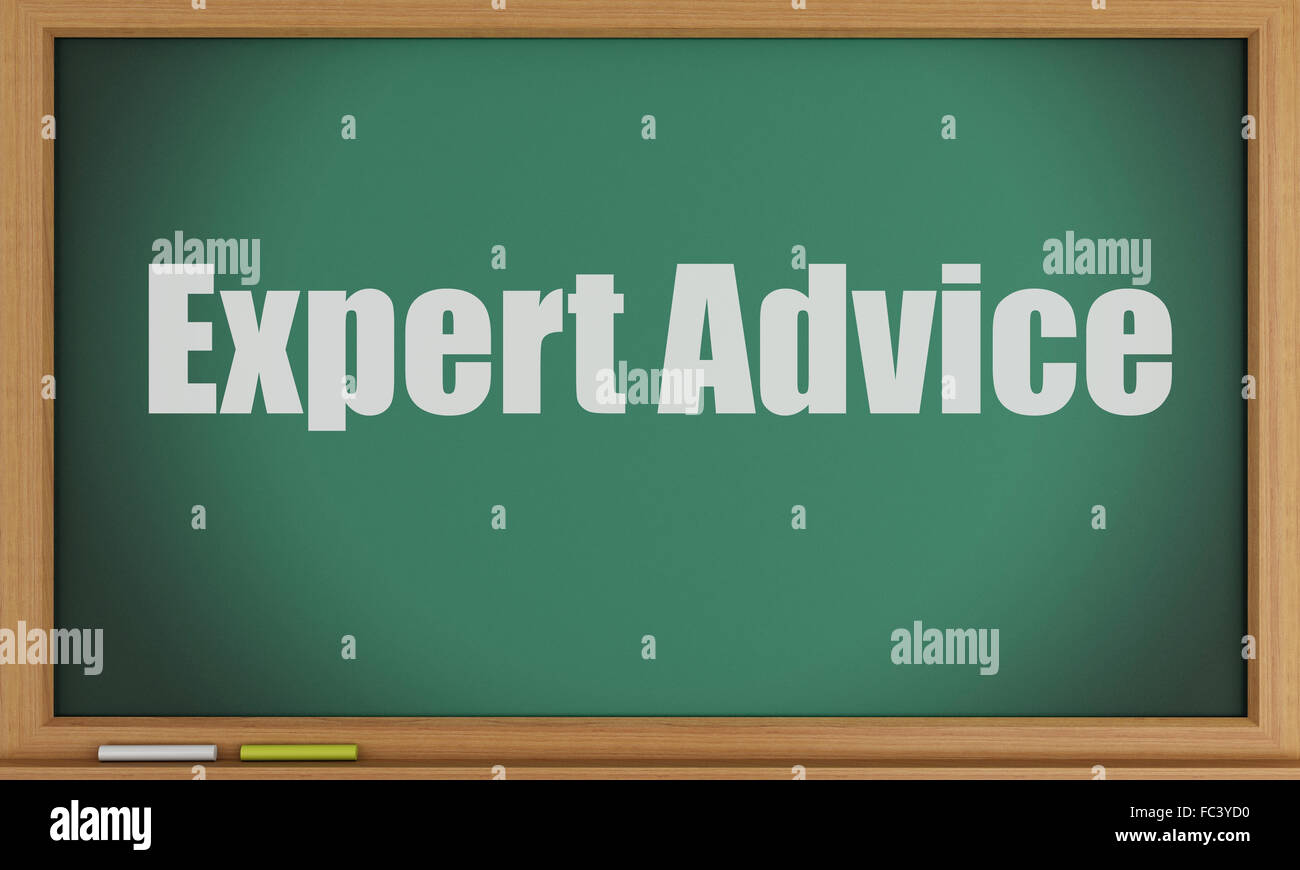 3d Expert Advice text on blackboard Stock Photo - Alamy