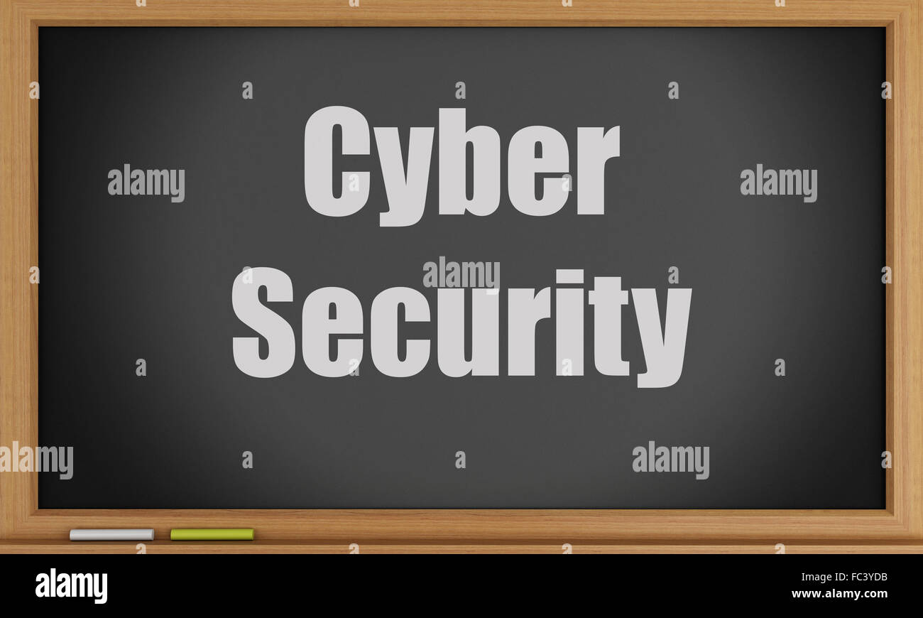 3d Cyber Security text on blackboard Stock Photo - Alamy