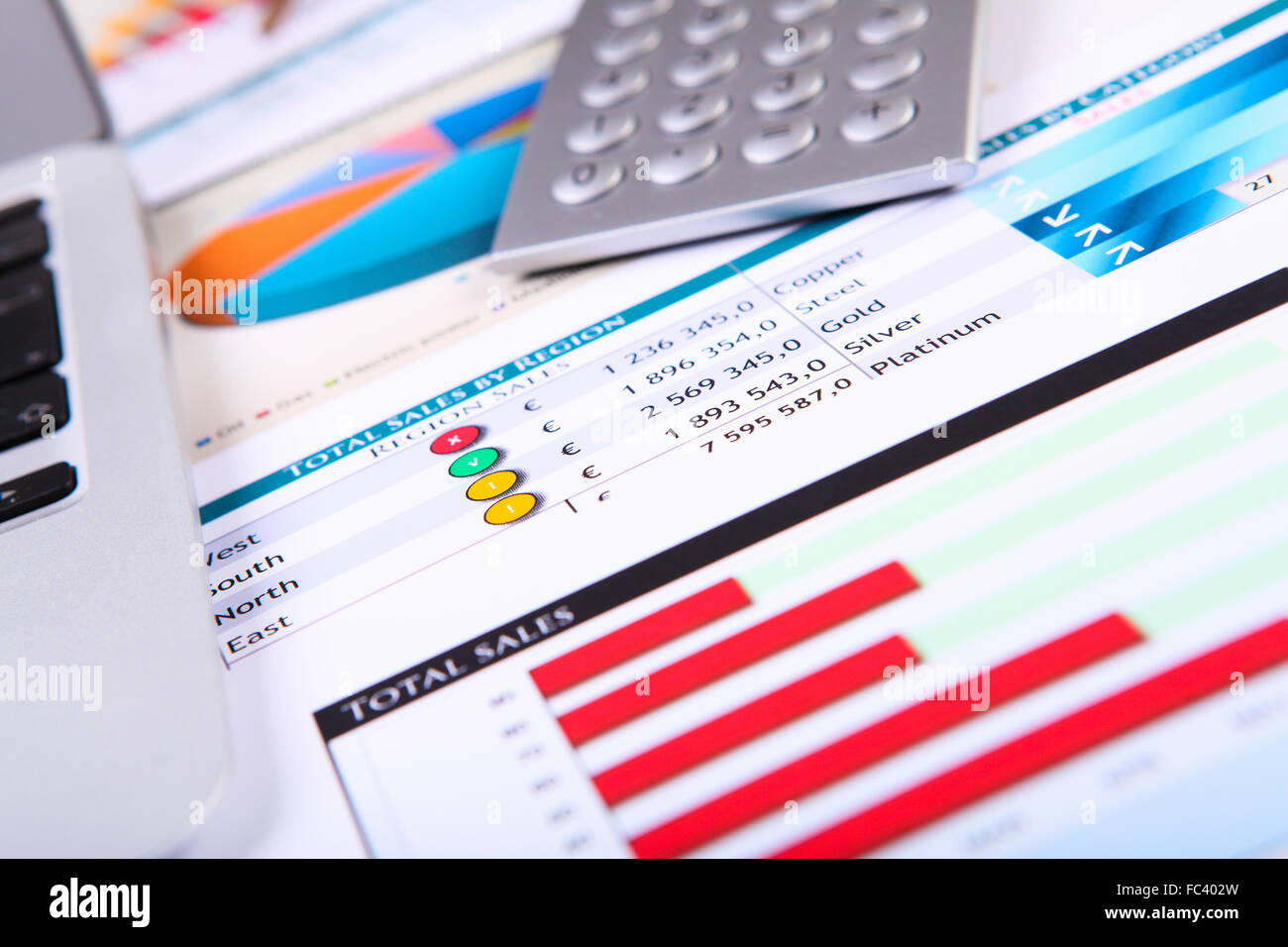Graphs, charts, business table. The workplace of business people Stock ...