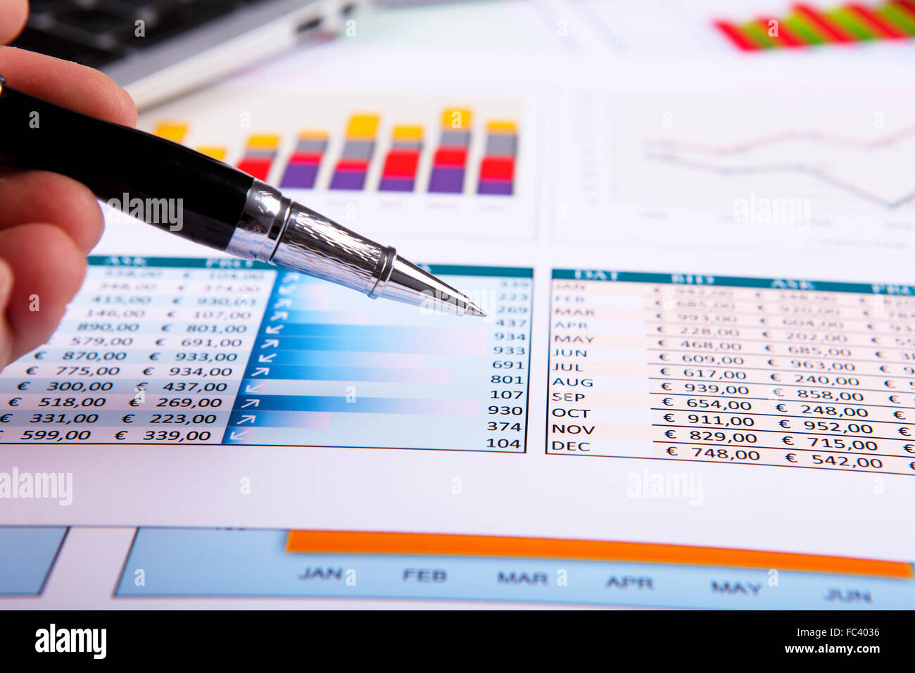 Graphs, charts, business table. The workplace of business people Stock ...