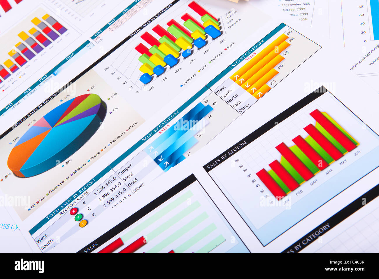 Graphs, charts, business table. The workplace of business people Stock ...