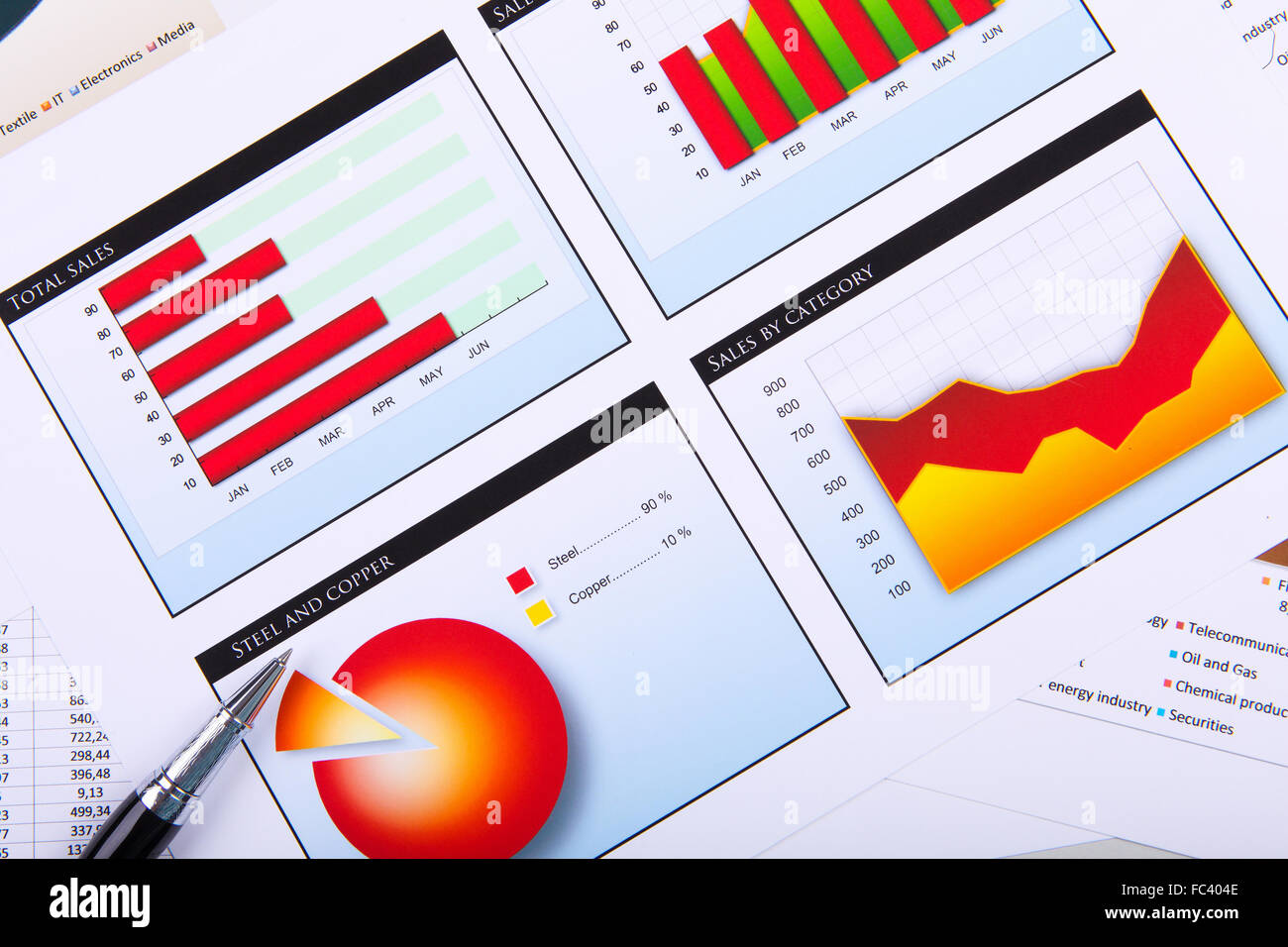 Graphs, charts, business table. The workplace of business people Stock ...