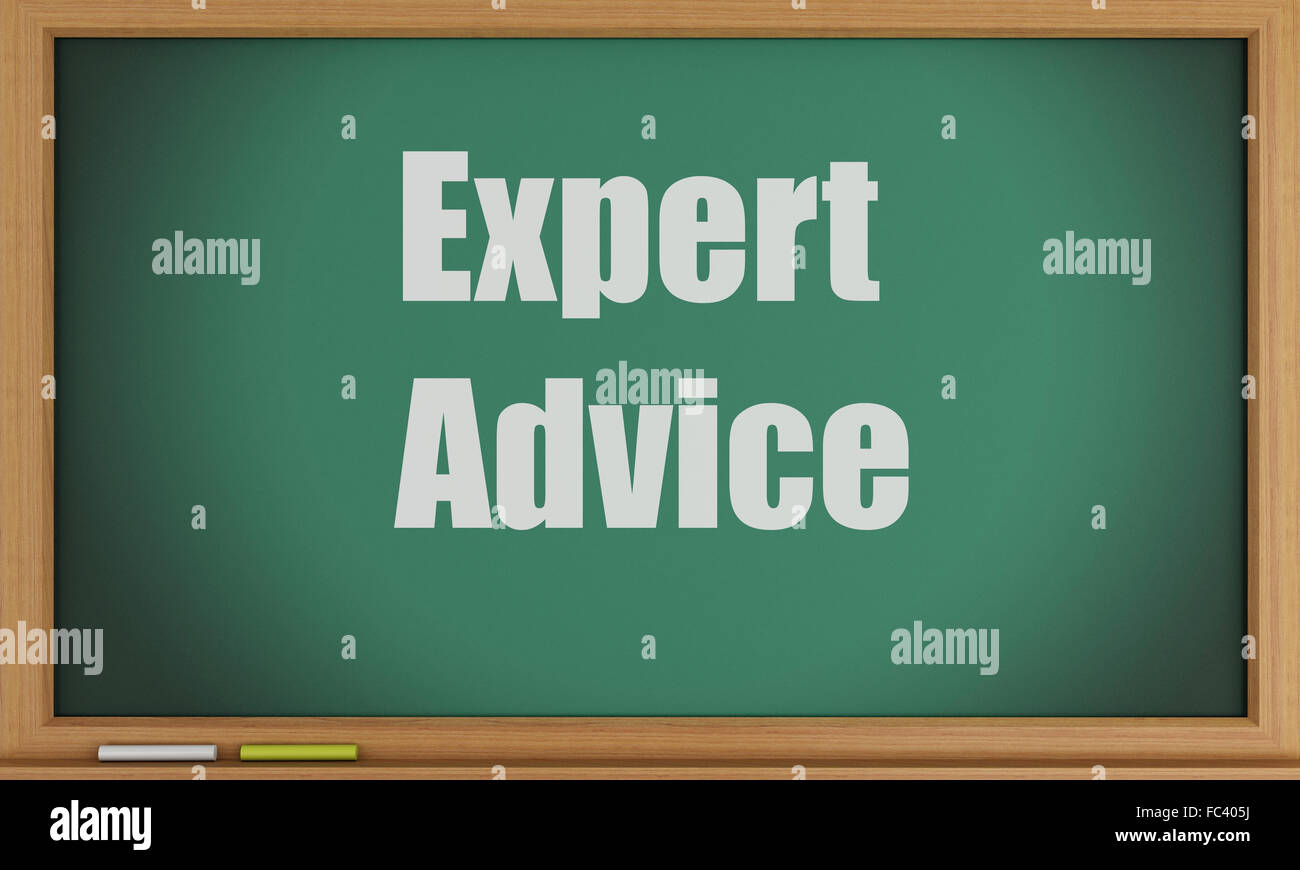 3d Expert Advice text on blackboard Stock Photo - Alamy