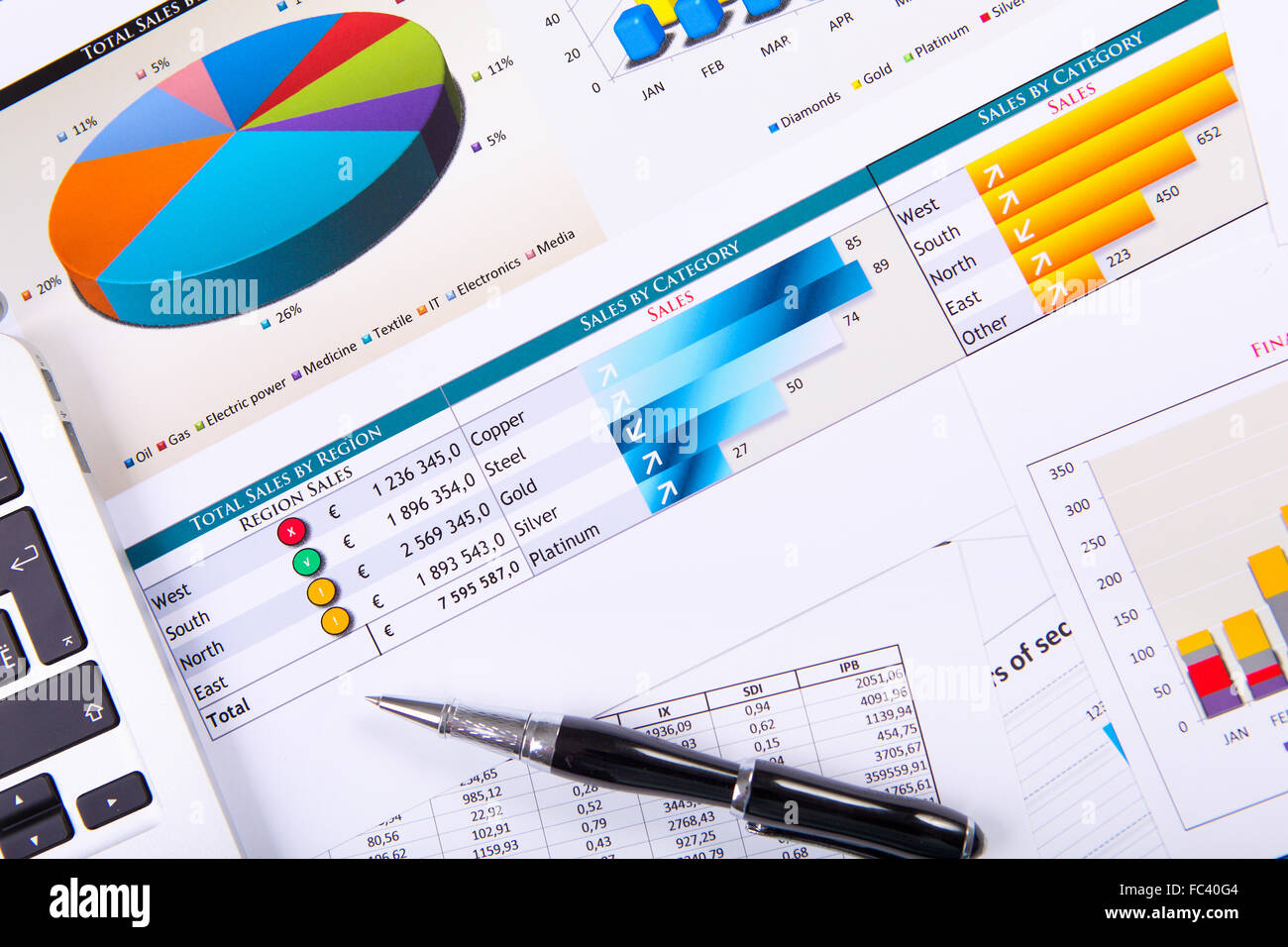 Graphs, charts, business table. The workplace of business people Stock ...
