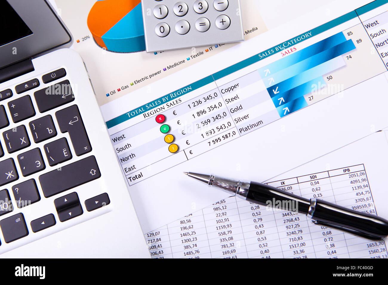 Graphs, charts, business table. The workplace of business people Stock ...