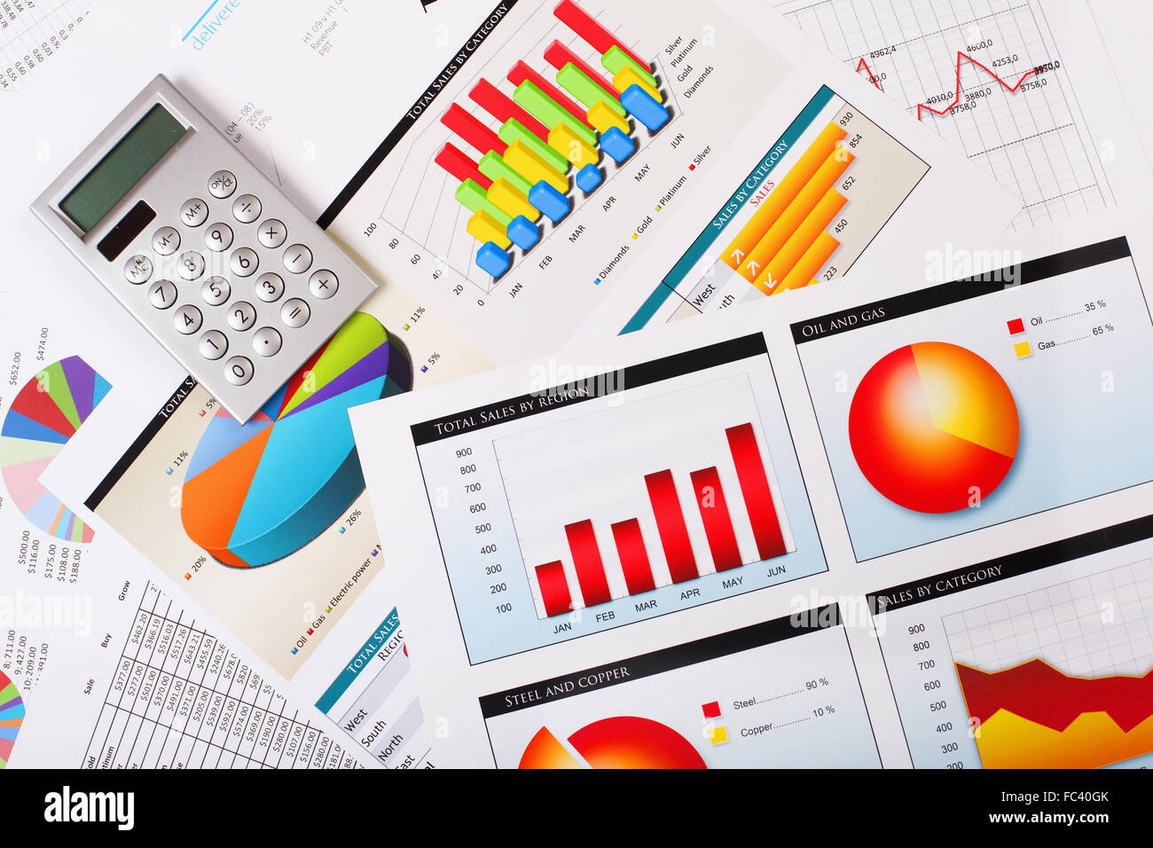 Graphs, charts, business table. The workplace of business people Stock ...