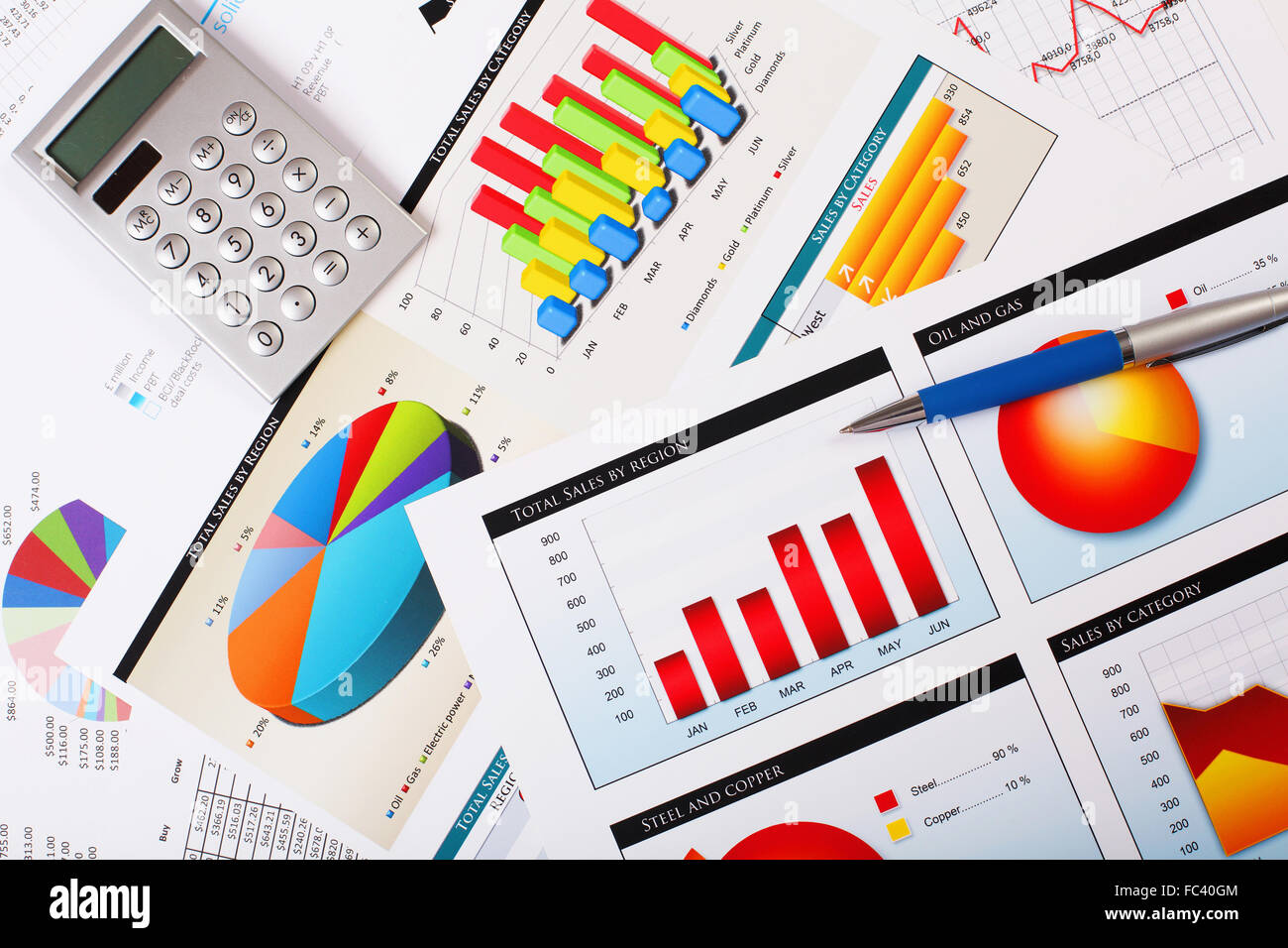 Graphs, charts, business table. The workplace of business people Stock ...