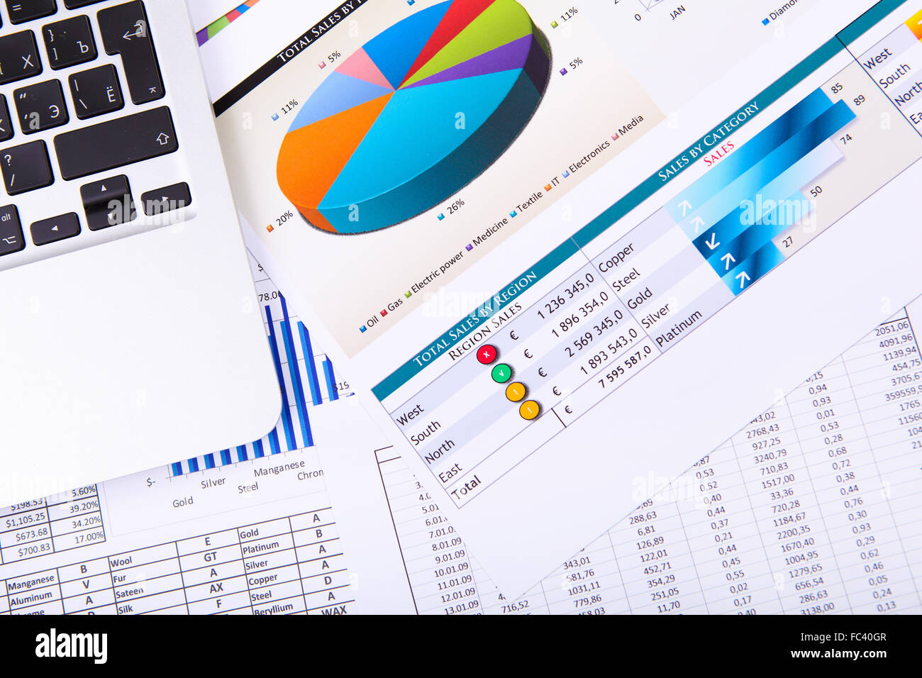 Graphs, charts, business table. The workplace of business people Stock ...