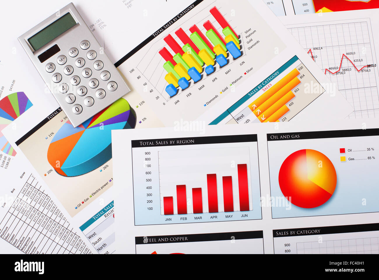 Graphs, charts, business table. The workplace of business people Stock ...