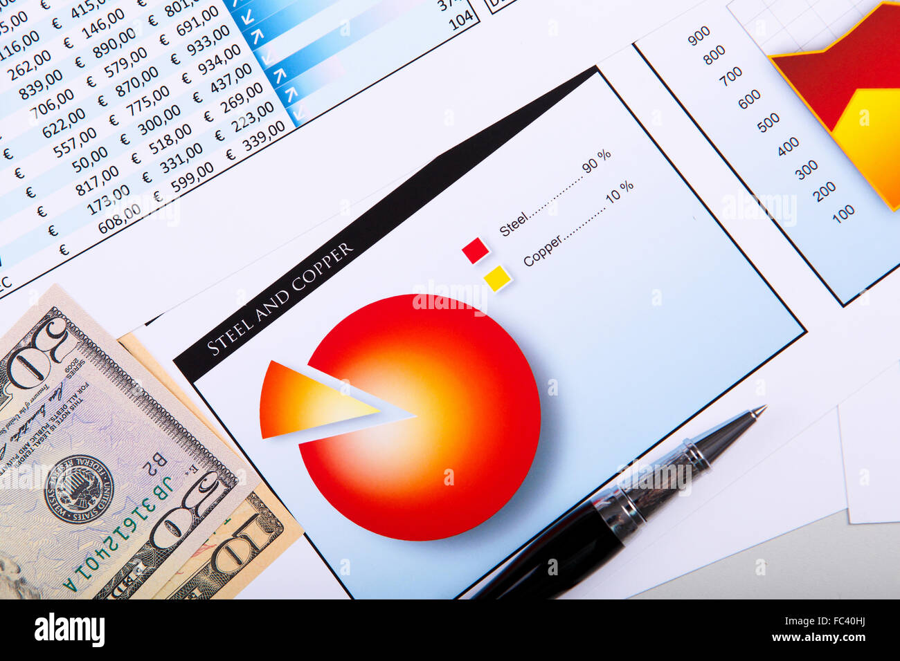 Graphs, charts, business table. The workplace of business people Stock ...
