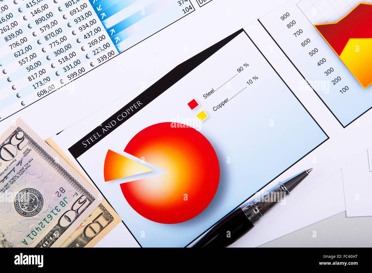 Graphs, charts, business table. The workplace of business people Stock ...