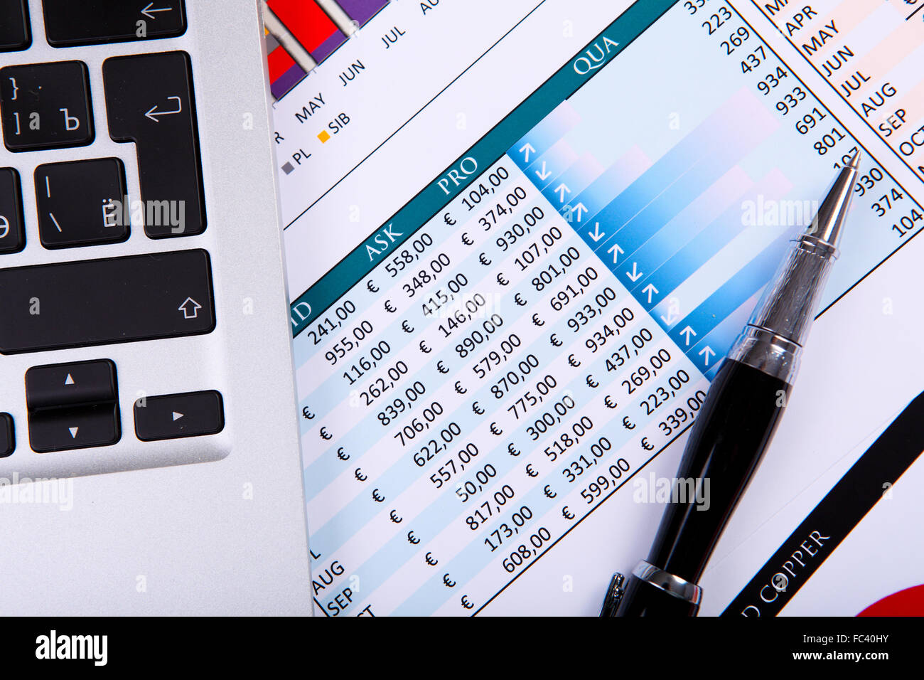 Graphs, charts, business table. The workplace of business people Stock ...