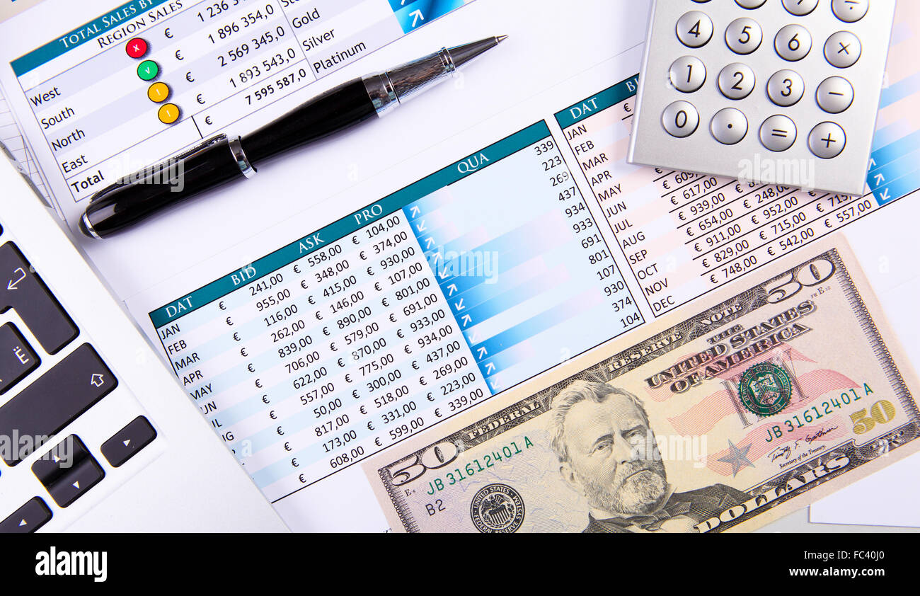 Graphs, charts, business table. The workplace of business people Stock ...