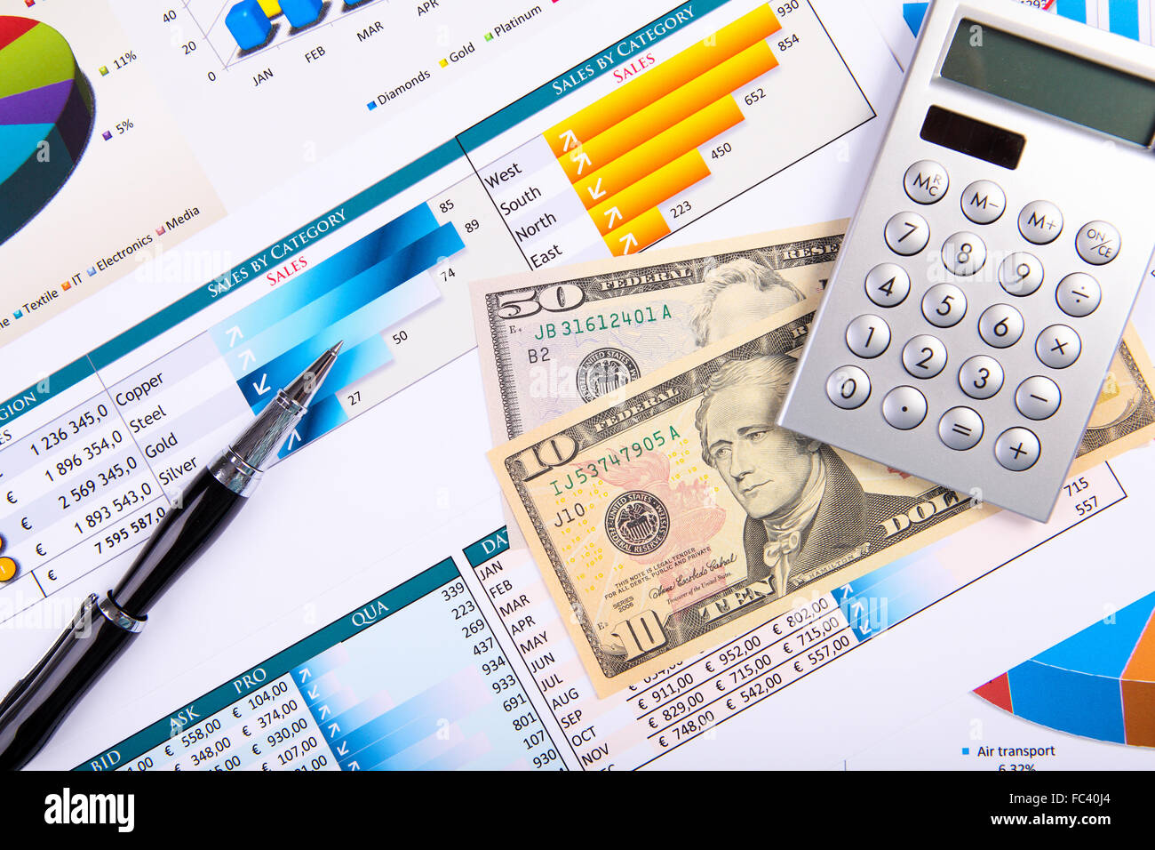 Graphs, charts, business table. The workplace of business people Stock ...