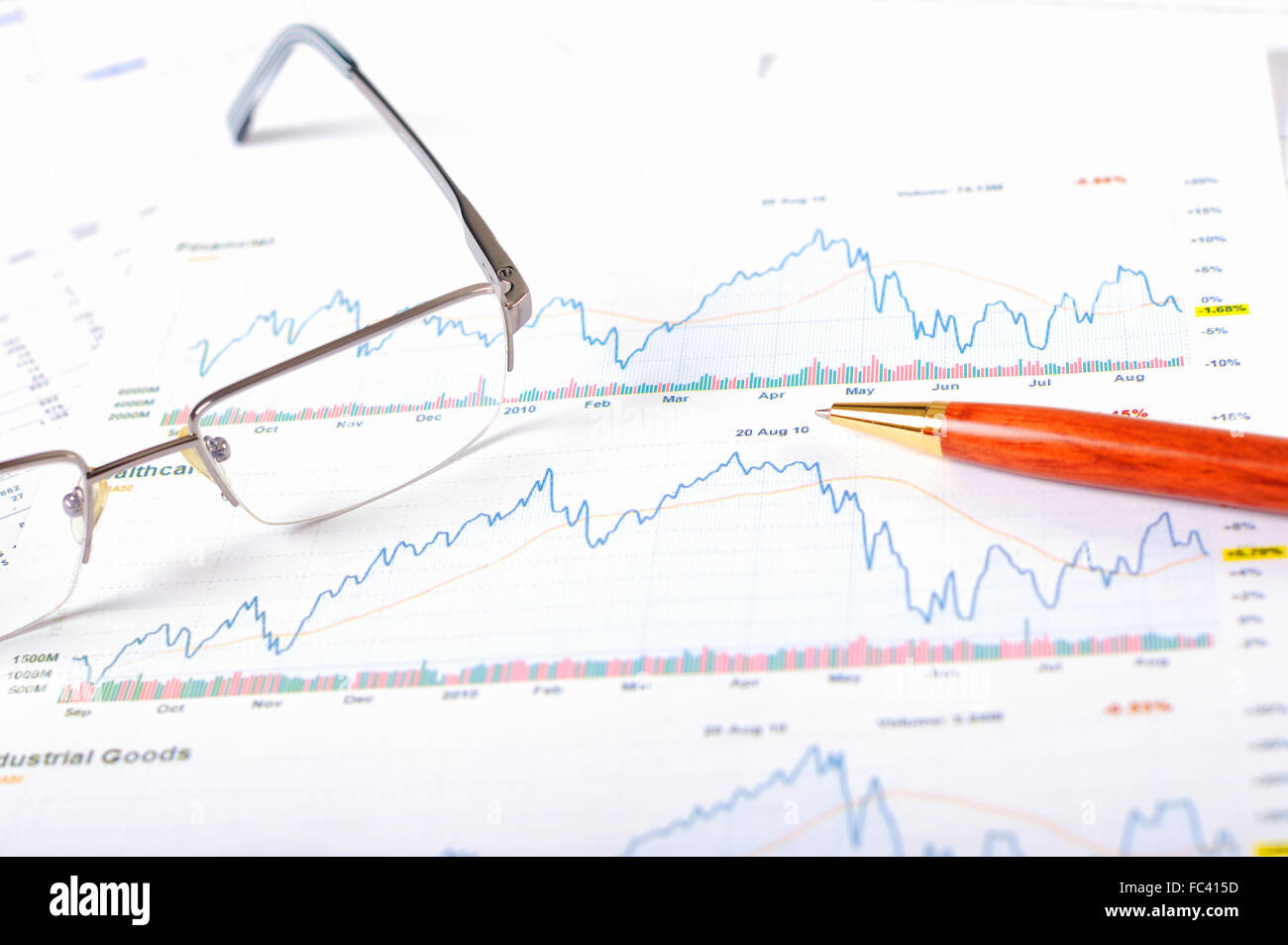 Charts, diagrams, tables. Workplace for the business person Stock Photo ...
