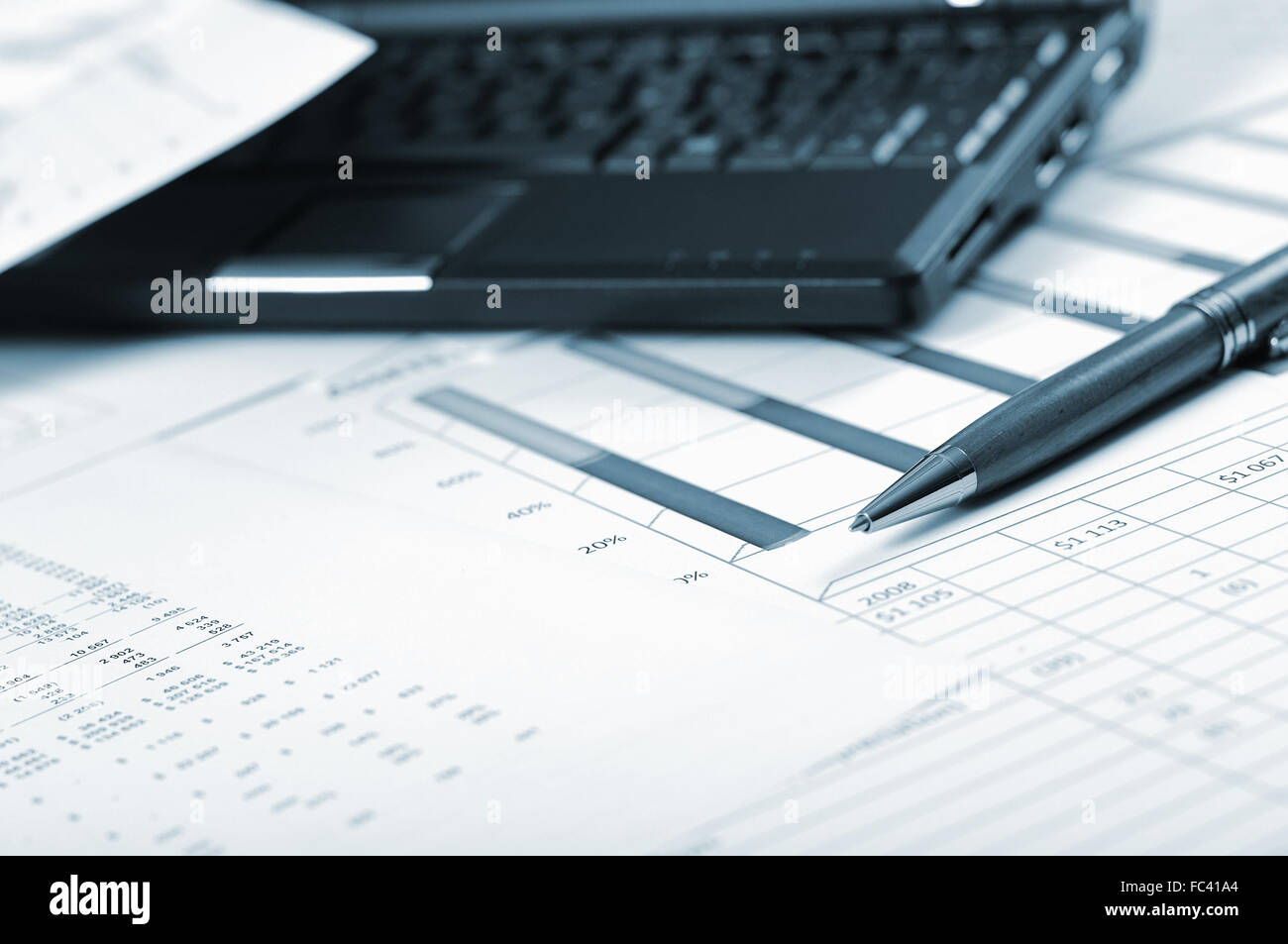 Charts, diagrams, tables. Workplace for the business person Stock Photo ...
