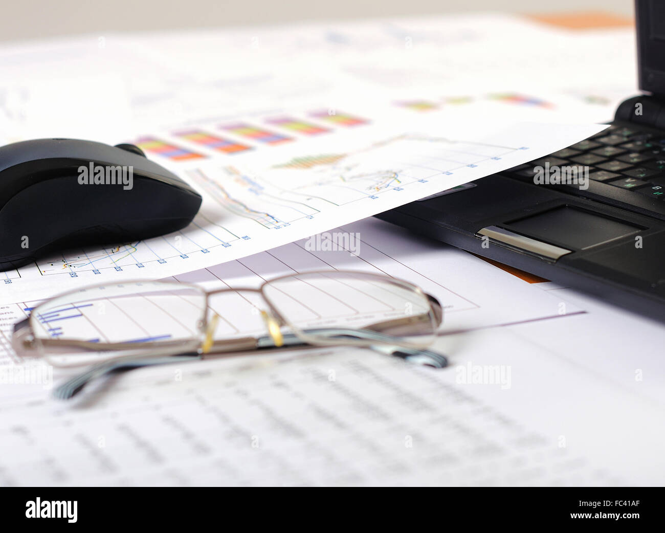 Charts, diagrams, tables. Workplace for the business person Stock Photo ...