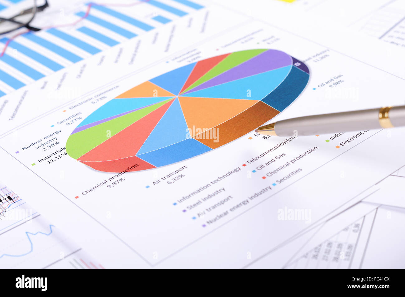 Charts and graphs of sales - a symbol of successful corporate business ...